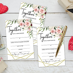 WwongxianB Set of 25 Wedding Rose Floral Glitter Invitations with Envelopes, Modern Invites for Bridal Shower, Wedding Shower Reception, Evening Invitations, Fill in Style Invites Cards -007