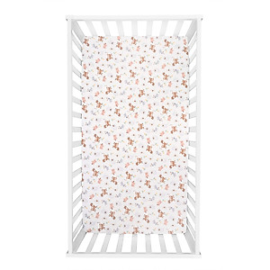 Farm Friends Deluxe Flannel Fitted Crib Sheet-Farm Animal Scatter Print Cotton Flannel, Grays, Brown, White, Orange, Fully Elasticized, 10 in Deep Pockets, Fits Standard Crib Mattress 28 in x 52 in