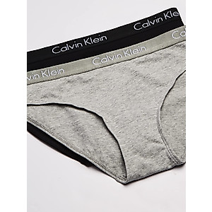 Calvin Klein Women's Motive Cotton Multipack Bikini Panty, Black/Gray Heather, X-Large
