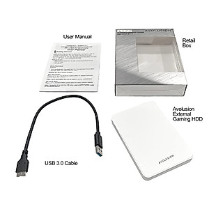Avolusion Z1-S USB 3.0 Portable External Gaming Hard Drive - White (for PS5, Pre-Formatted) - 2 Year Warranty (2TB)