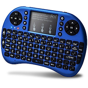 Rii Mini Bluetooth Keyboard with Touchpad＆QWERTY Keyboard, Backlit Portable Wireless Keyboard for Smartphones/ Laptop/PC/Tablets/Windows/Mac/TV/Xbox/PS3/Raspberry Pi .(i8+ Blue)