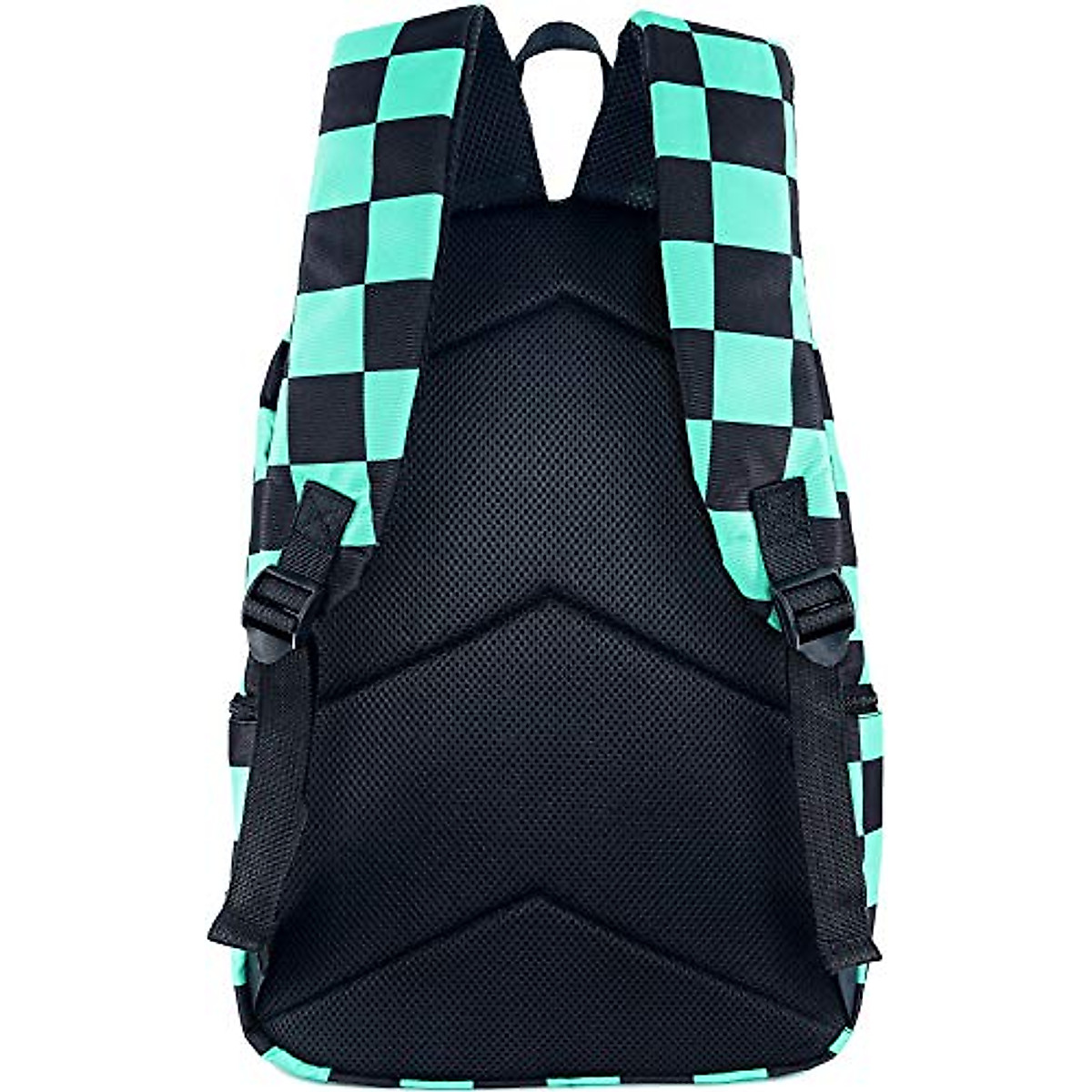 Roffatide Anime Demon Slayer Backpack Black Green Plaid School Bag Large Capacity Laptop Back Pack