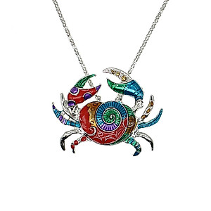HSQYJ Charm Colorful Enamel Sea Animal Necklace Silver Tone Cute Enamel Choker Sea Crab Fashionable Necklaces for Women Unique Jewelry Gift and Souvenir