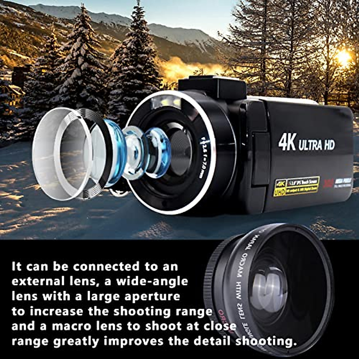 Digital Video, Powerful Battery Touching Display Screen 4K Digital Video Intelligent Focusing for Indoors