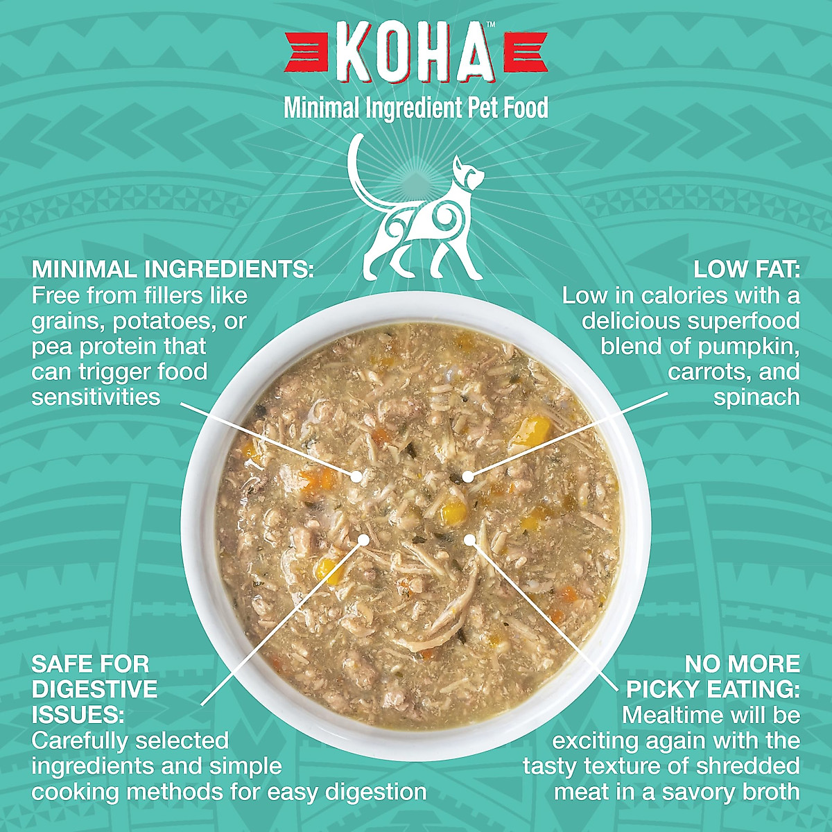 KOHA Pure Shreds Duck Entrée for Cats, Single Meat Wet Cat Food 2.8oz Cans (Pack of 24)