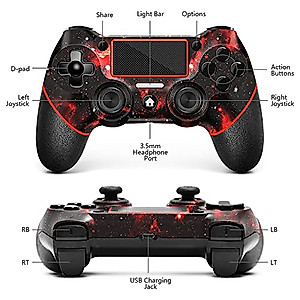 AceGamer Wireless Controller for Ps4 Gamepad Compatible with PS4/Pro/Slim/PC, With Double Vibration/Touchpad/Stereo Headphone Jack/Six-axis Motion