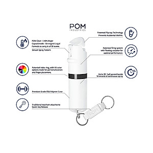 POM Pepper Spray Flip Top Keychain - Maximum Strength OC Spray Self Defenes - 25 Bursts, 10ft Range - Accurate Stream Pattern