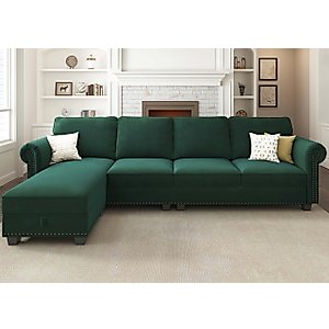 Nolany Convertible Sectional Sofa L Shape Couch with Reversible Chaise 4 Seat for Small Space Light Grey