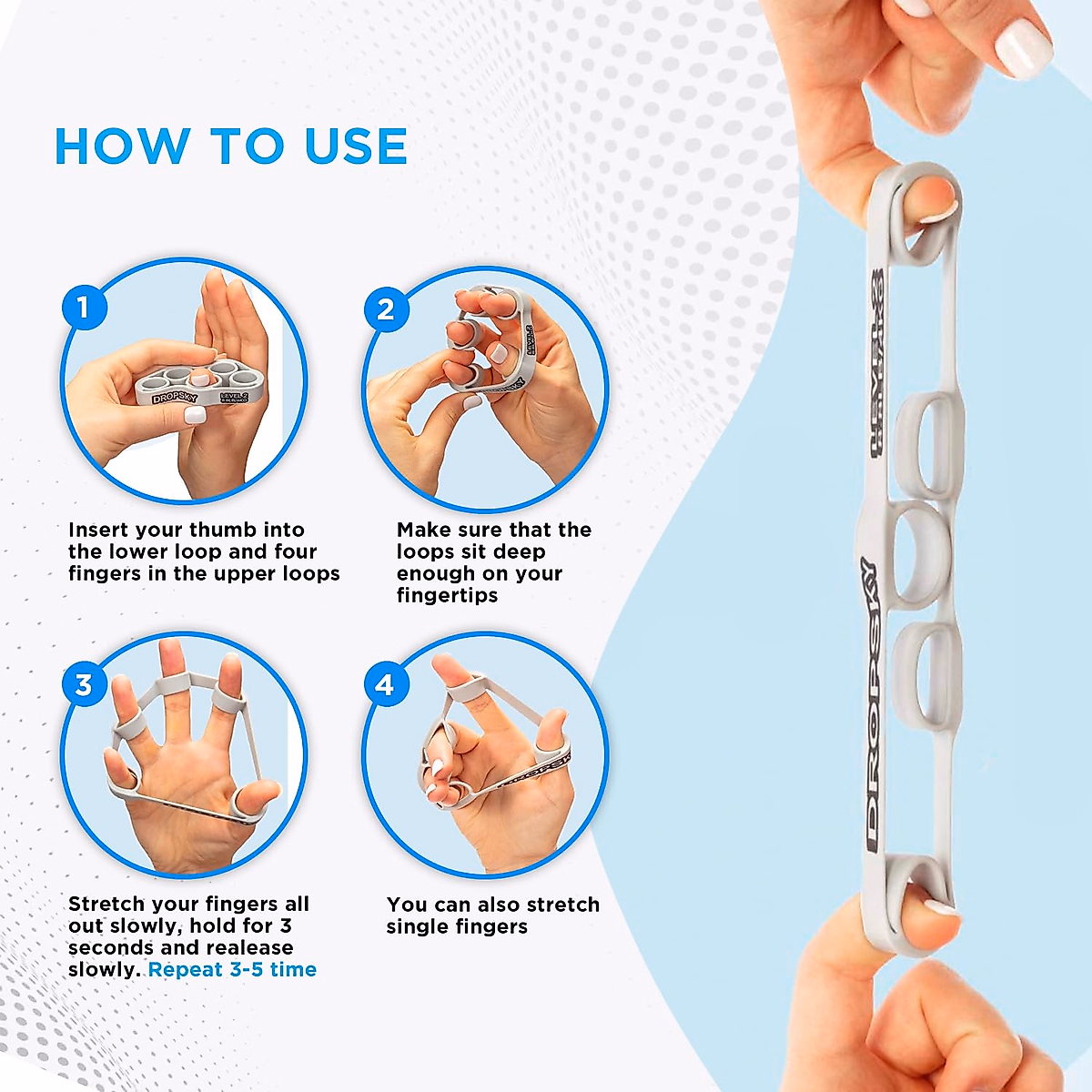 Finger Strengthener, Hand Grip Strengthener [8pcs]-Finger and Hand Gripper, Grip Strength Trainer, Hand Exerciser, Stretcher- Improve Grips Performance (4 Levels 6.6lb, 8.8lb, 11lb, 13.2lb)