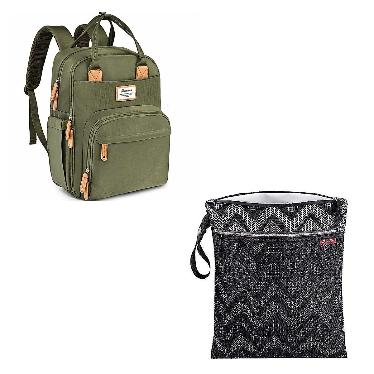 RUVALINO Multifunction Dipaer Bag Backpack & Reusable Baby Wet Dry Bag, Baby Shower Gifts Baby Essentials for Mom and Dad, Convenient Travel kit for parents