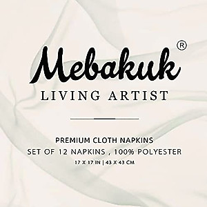 Mebakuk Cloth Napkins Set of 12, Premium 17 x 17 Inch Solid Washable Linen Style Napkins, Soft Table Napkin for Wedding Party Restaurant Dinner Parties (Flaxen, Set of 12)