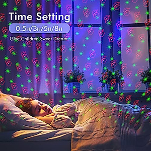 Christmas Projector Lights Outdoor, LinBii Waterproof Christmas Lights Projector with Remote Control Landscape Spotlight Red and Green Star Show for Holiday Xmas Party Garden House Bedroom