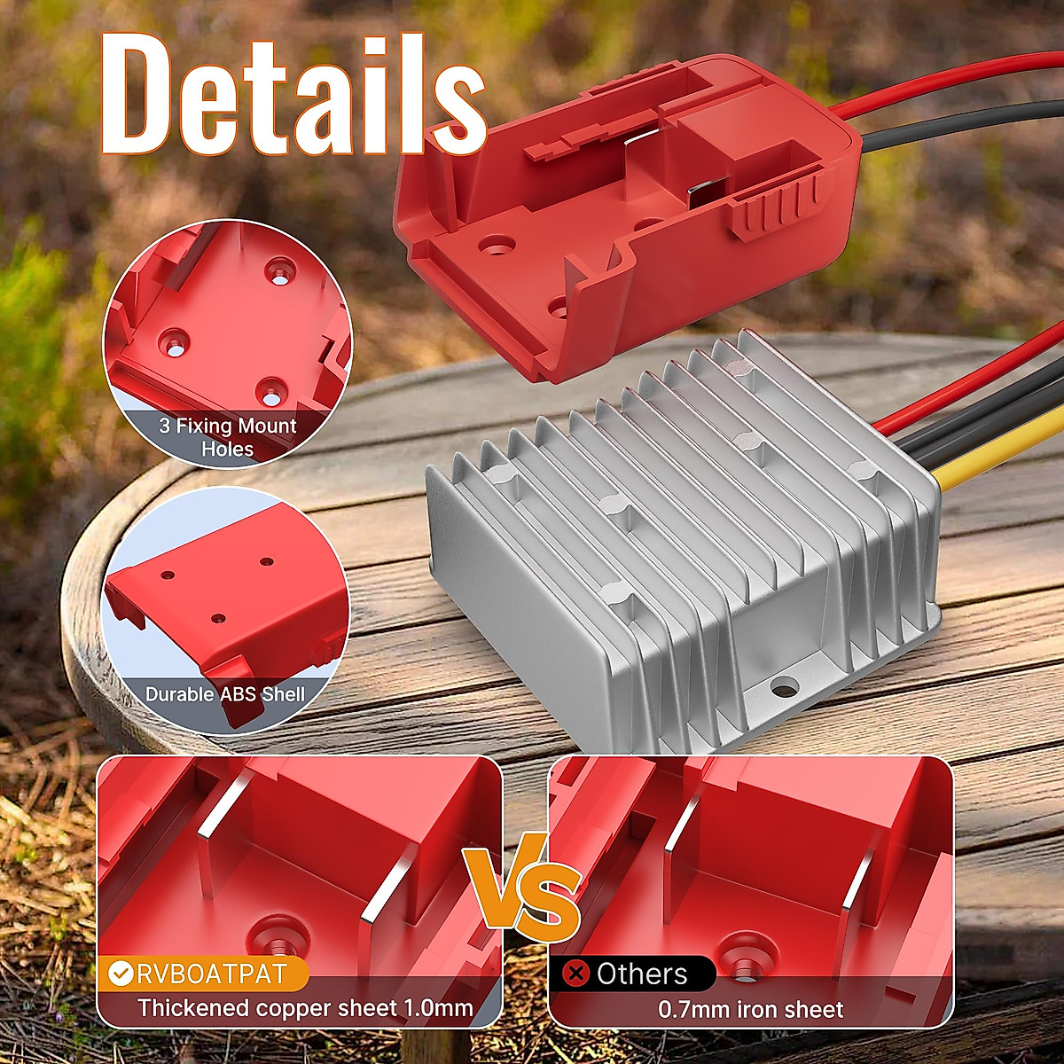 RVBOATPAT Step Down Converter 18V to 12V for Milwaukee M18 Power Wheel Battery Adapter DC 12V 20A 240W Buck Converter DC Voltage Regulator