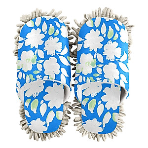 Watercolor Flowers Floral Mop Slippers Shoes Cover for Floor Cleaning Washable Dirty Hair Dust Cleaners Microfiber Mop Socks for Kitchen Office House