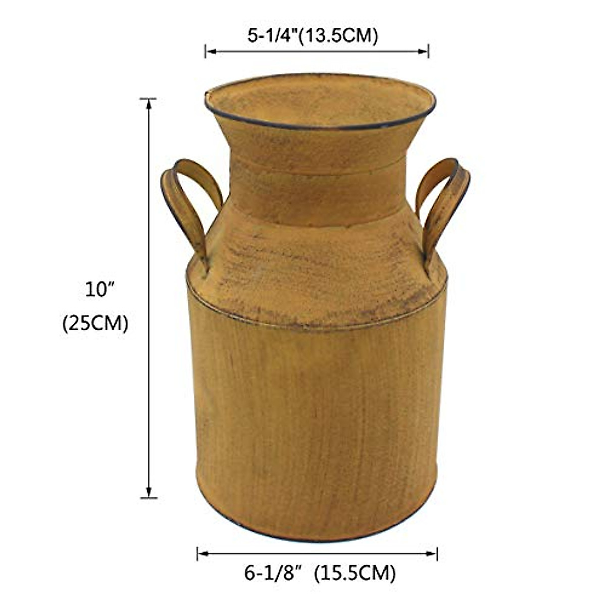 CVHOMEDECO. Galvanized Metal Milk Can, Old Rustic Primitives Jug Vase for Home and Garden Décor. Rusty