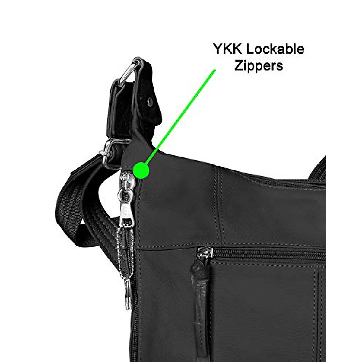 Roma Leathers Concealment Purse - Premium Cowhide Leather - Black - Studded - Dual Gun Entry - Adjustable Shoulder Strap - Designed in USA - 30 Day Manufacture Guarantee