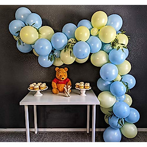 Pastel Balloon Garland Arch Kit with 100 pcs Blue and Yellow Balloons, DIY Balloon Bouquet Kit for Baby Shower, Wedding Bachelorette Birthday Party, Balloon Decorations