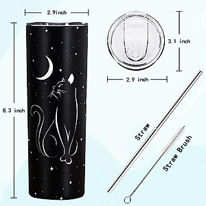 Black Cat 20 Oz Tumbler - Cat Gifts for Women, Goth Halloween Tumbler for Hot & Cold Drinks