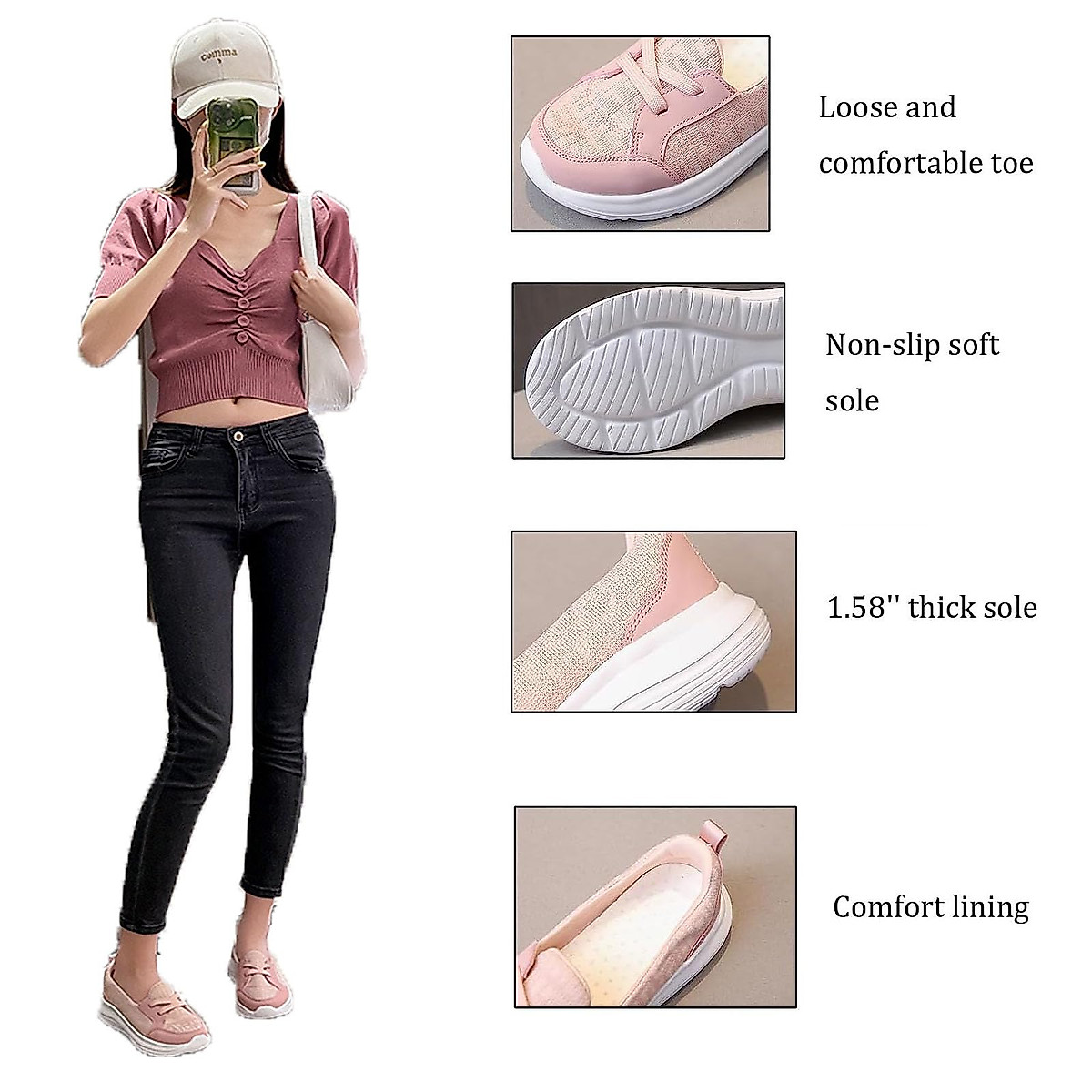 Kotsas Orthopedic Shoes for Women, kotsas Walk Clouds Orthopedic Shoes, Clouds Breathable Arch Support Non-Slip Women Shoes (Beige, 9)