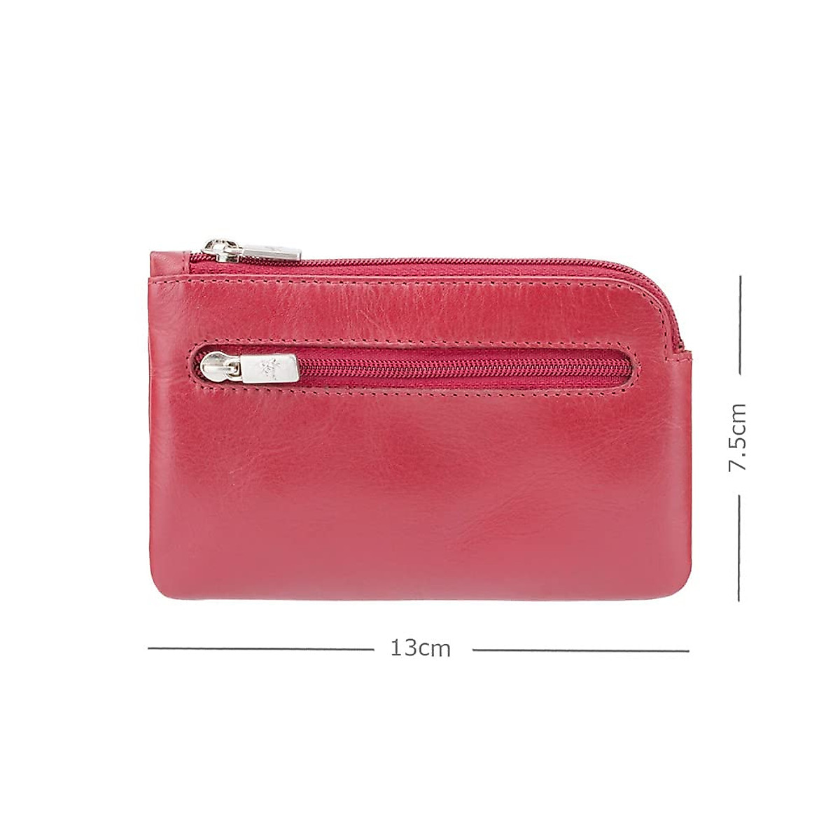 Visconti Monza 19 Leather Key Ring Zippered Coin Pouch Purse (Red)
