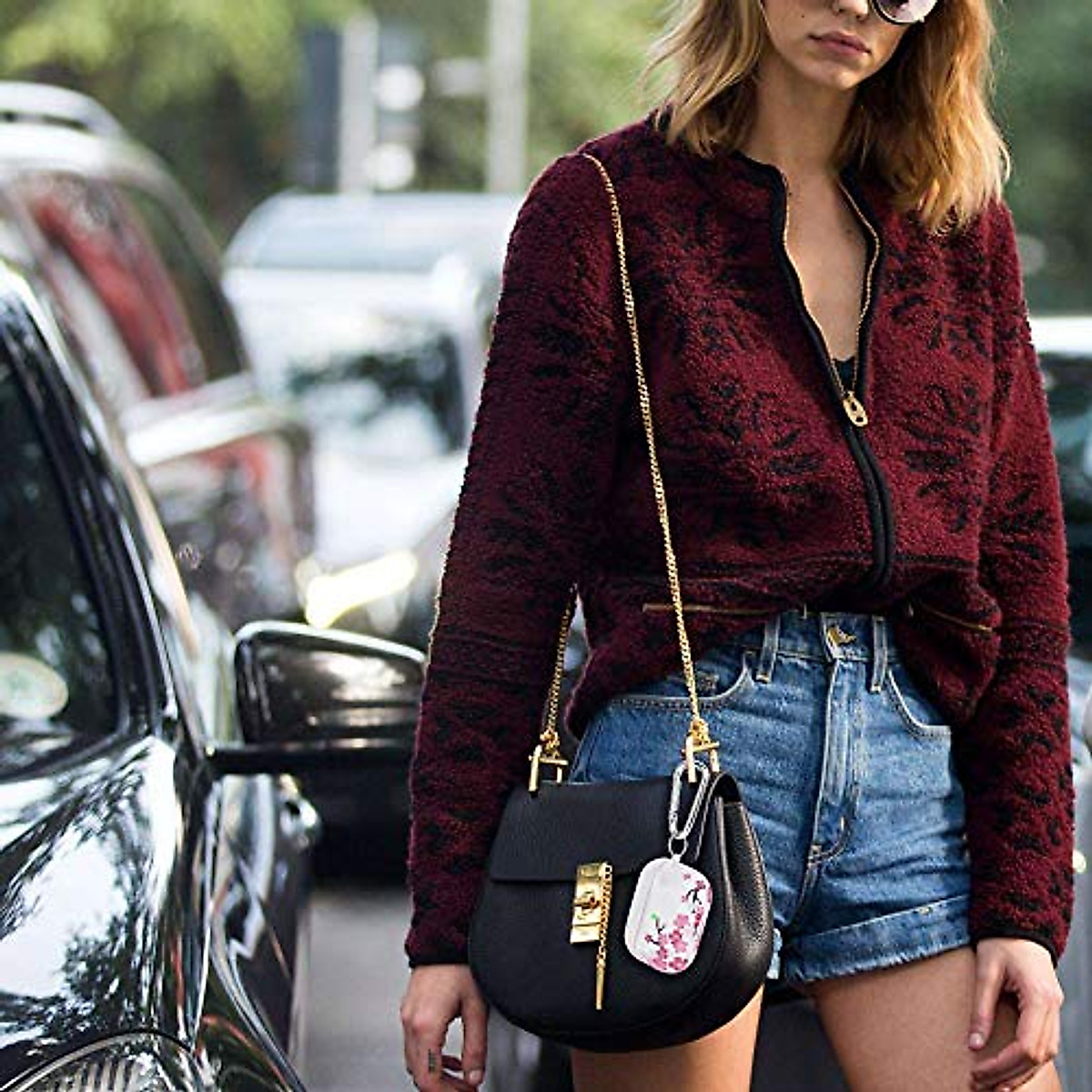 V-MORO Compatible with Airpods Pro/Pro 2 Case, Cute Clear Airpod Pro Case Cover Transparent Protective Case Girl for Apple Airpods Pro [Front LED Visible] Charging Skin Women ( Plum Flower)