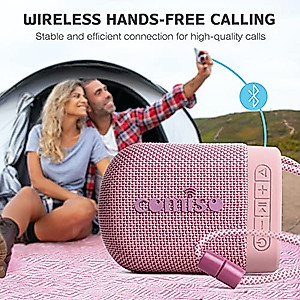 comiso IPX7 Waterproof Bluetooth Speakers, Portable Wireless Speakers with Rich Bass HD Sound, Small Compact Floating Speaker with 20H Playtime for Beach, Pool, Shower, Outdoor Travel - Rose Gold