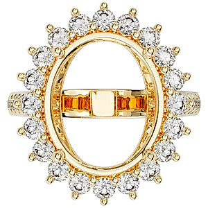 PEORA 1 Carat 14K Yellow Gold G-H/VS Lab Grown Diamond Semi Mount Ring Setting, Fits 12x10mm Oval Stone, Size 8, Semi Mount Wedding Engagement Ring Set