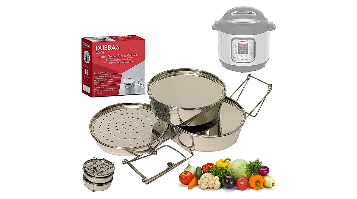 Dubbas 3 Tier Stainless Steel Insert Pans for Instant Pot