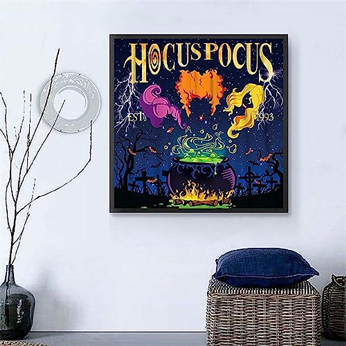 Halloween 5D Diamond Painting Kits for Adults Beginners, Round Full Drill Hocus Pocus Diamond Art Kit, DIY Witch Paint by Diamonds Dot Gem Art Kits,Home Wall Decor 13.7 X13.7inch