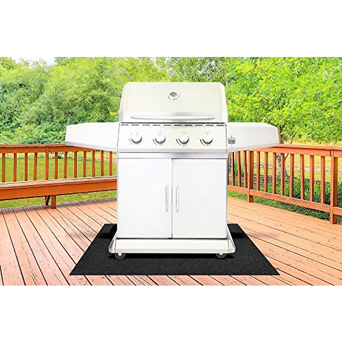 BBQ Grill Splatter Mat for Gas Electric Oven & Smokers - Absorbent Grill Pad Washable Floor Mat Protects Deck and Patio from Grease Splatter (30'' x 48'', Black) Plus Reusable Cleaning Cloths(2)