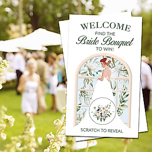 Haizct 50 Pack Wedding Dress Bridal Shower Scratch Off Game Cards for Country Wedding, Bridal Shower, Bridal Lottery Tickets, Wedding Shower Ideas (GK068)