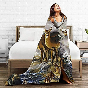 YISHOW Tree Camouflage Deer Fleece Throw Blanket, Cozy Sherpa Plush Blankets for Bed Couch Sofa - 60" x 50"