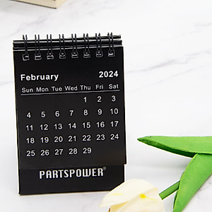 2024 Mini Desk Calendar Small Desk Calendar, 17 Months Runs from August 2023 to December 2024, 3x4.2 Inch Standing Flip Monthly Pages, 250gsm High Thickness Paper (Black)