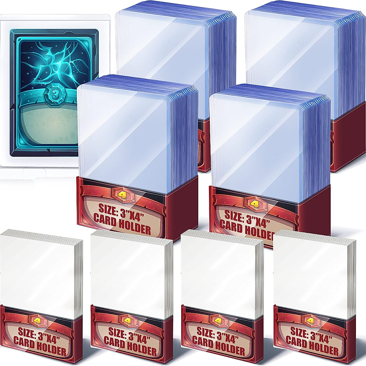 Zonon Hard Card Sleeves Loader Trading Card Holder Clear Protective Sleeves Holder for Baseball Card, Sports Cards, Trading Card, Game Card 3 x 4 Inch (700)