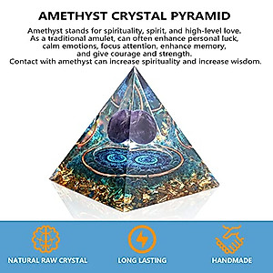 Zurligi Orgone Pyramid Postive Energy, Amethyst Chakra Orgone Pyramid, Orgonite Pyramid for Success, Energy Generator Healing Crystal Pyramid