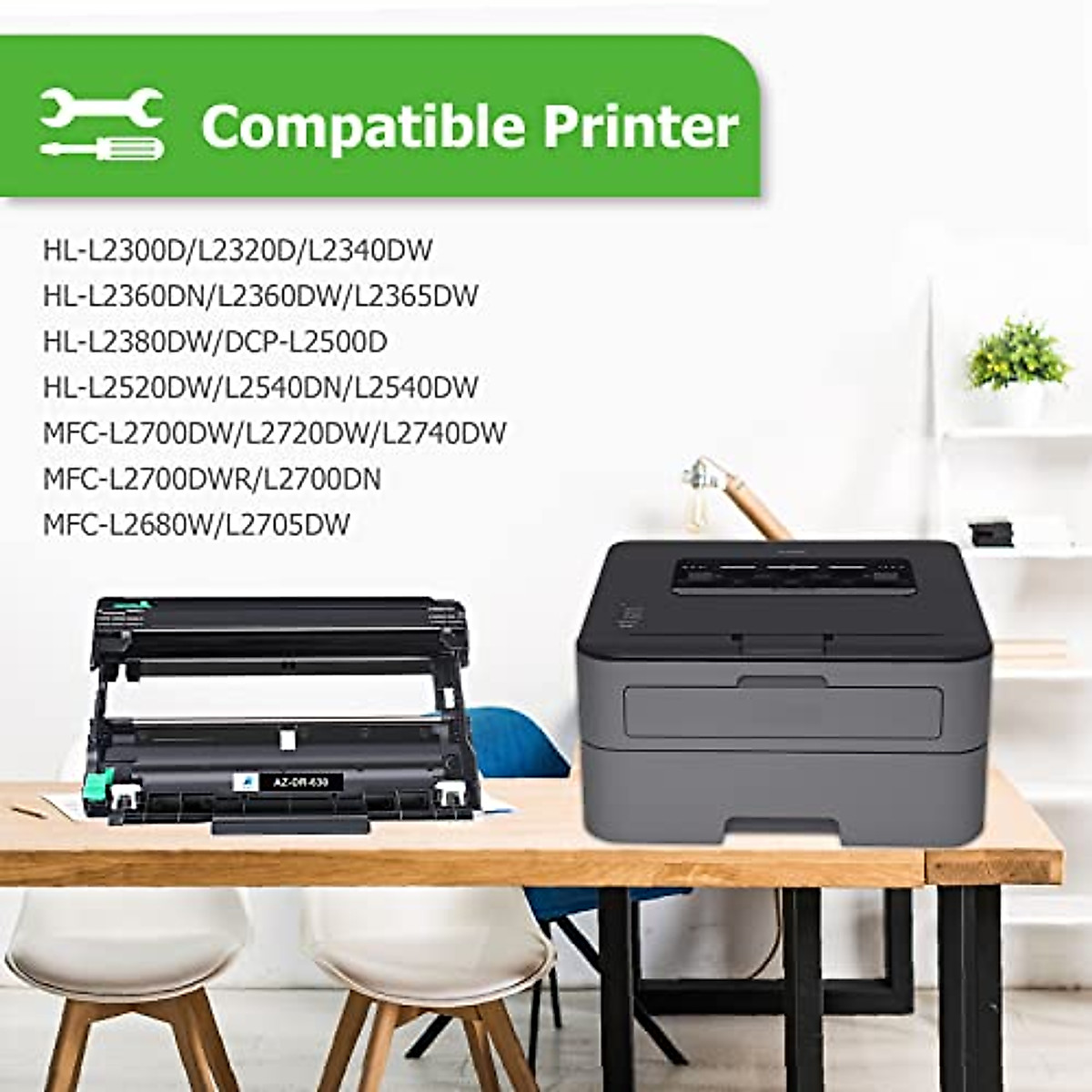 Aztech Compatible DR630 Drum Unit: Replacement for Brother DR630 DR 630 DR-630 MFC-L2700DW HL-L2300D MFC-L2740DW DCP-L2540DW HL-L2380DW HL-L2305W HL-L2320D HL-L2340DW HL-L2360DW Printer (2 Drum Unit)