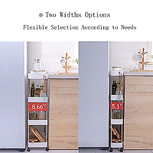 AOTENG STAR Slim Storage Shelf Cart Removable 4-Tier Rolling Trolley Storage Organizer Shelf Rack with 4 Storage Baskets and Wheels for Kitchen Living Room Bathroom Bedroom Narrow Places