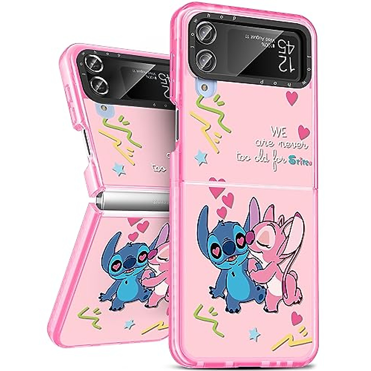 Jowhep for Z Flip 4 Case Girly Cute Cartoon Character Pattern Design for Girls Kids Boys Teens Women Cover Fun Kawaii Cool Clear Soft TPU Cases for Samsung Galaxy Z Flip 4 6.7", Stit CP