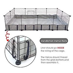 DOZZOPET Guinea Pig Cage Canvas Bottom for C & C Grids Habitat, Waterproof and Washable Liner Base for Rabbits,Chinchillas,Ferrets and Other Small Animals Pet (Upgrade-27 x 56")
