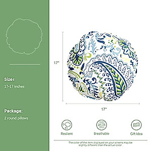 BOSSIMA Outdoor/Indoor All Weather Decorative Round Pillows Set of 2 (Black/White Flower)