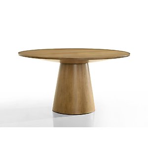 LILOLA LIVING Jasper Driftwood Finish 47" W Contemporary Round Dining Table with Pedestal Base