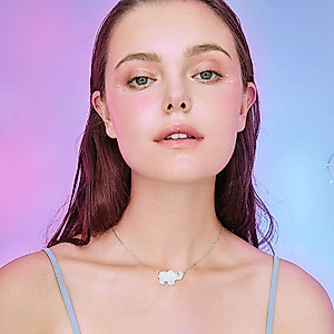 CUOKA MIRACLE Elephant Necklace for Women 925 Sterling Sliver White Opal Elephant Necklace Lucky Elephant Pendant Elephant Jewelry for Women Birthday Holiday Gift