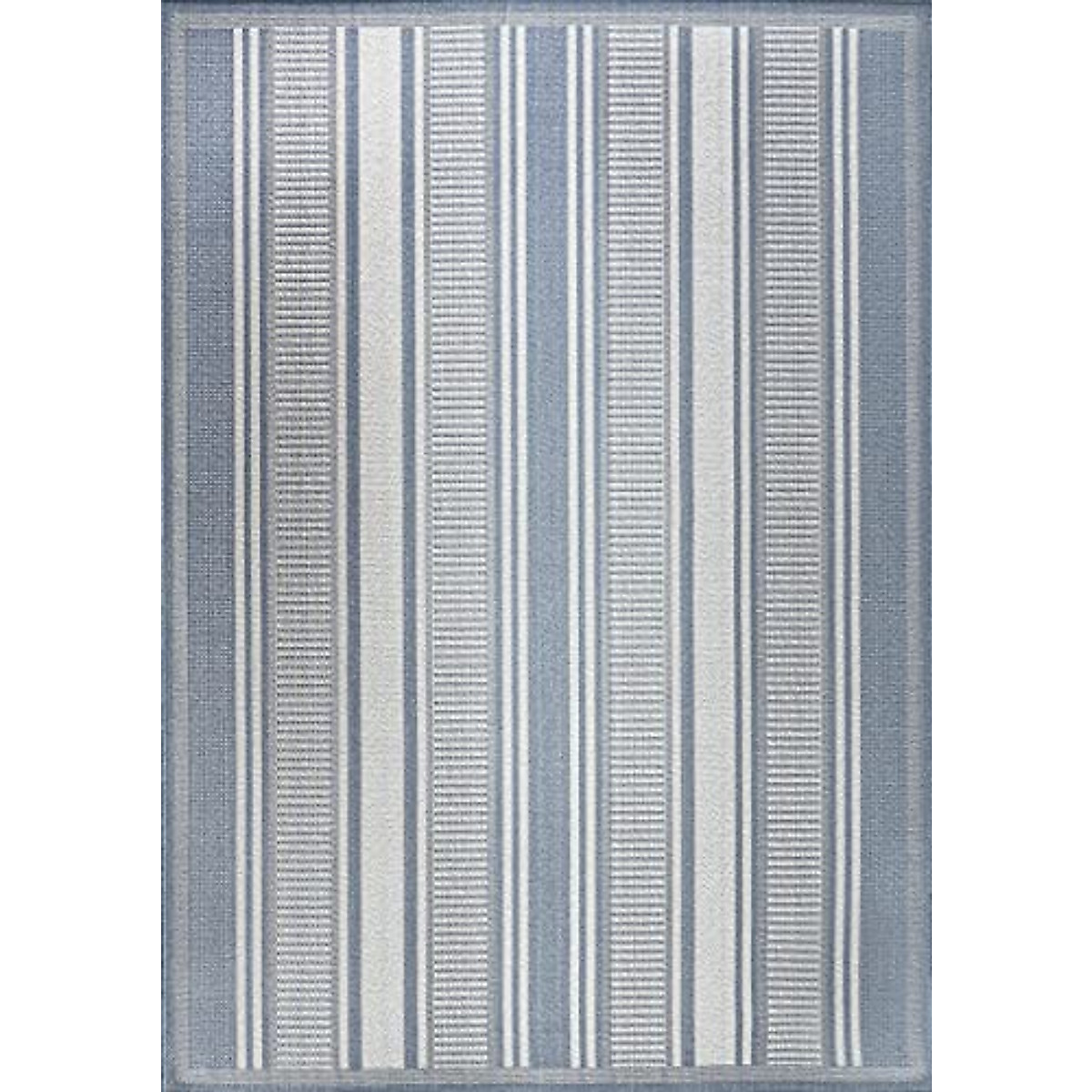 JONATHAN Y SMB202E-8 Haynes Modern Double Stripe Indoor Outdoor Area-Rug, Rustic, Transitional, Farmhouse Easy-Cleaning,Bedroom,Kitchen,Backyard,Patio,Non Shedding, Blue/Light Gray, 8 X 10
