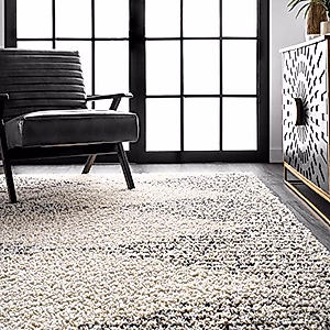 nuLOOM Scarlette Abstract Diamonds Shag Area Rug, 7' 10" x 10', Off-white