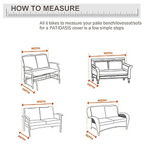 PATIOASIS Outdoor Furniture Cover Waterproof for Loveseat, 2-3 Seater Hampton Bay Patio Sofa Covers 79in L x 37in W x 35in H 600D Durable Patio Lawn Wicker Loveseat Covers