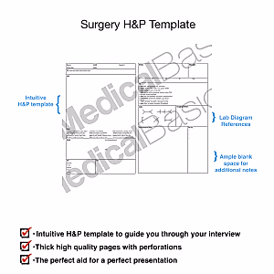 Surgery H&P Notebook with 4 Day SOAP - Medical History and Physical Notebook, 50 Medical templates with Perforations