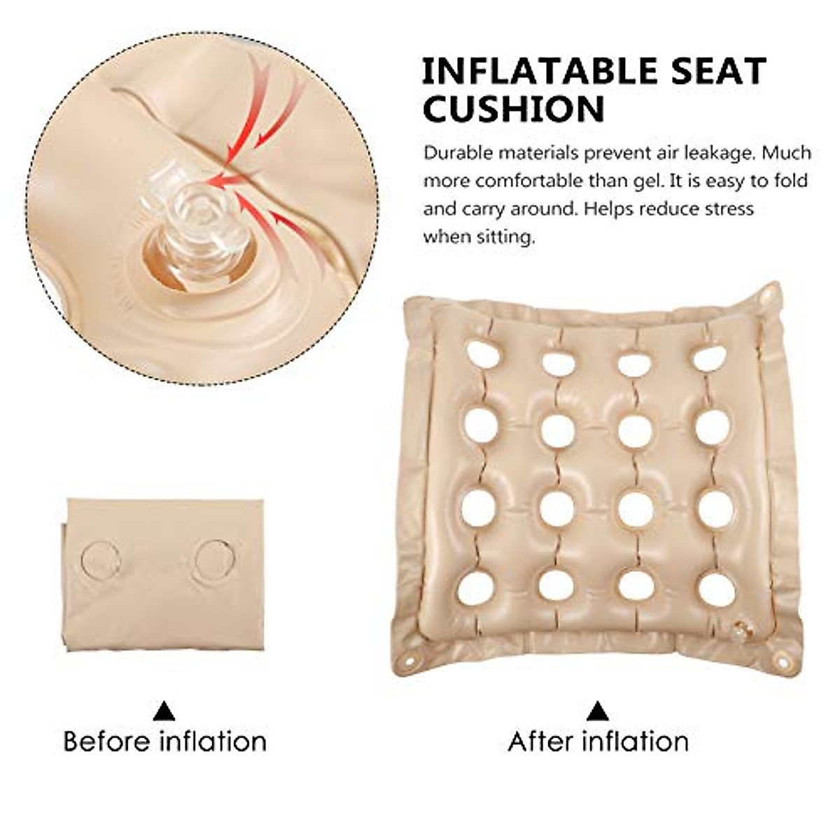 WINOMO Air Inflatable Seat Cushion Foldable Portable Pressure Relieving Chair Cushion Blow Up Wheelchair Pad for Office Chair Dining Room Chair Car Seat Complexion