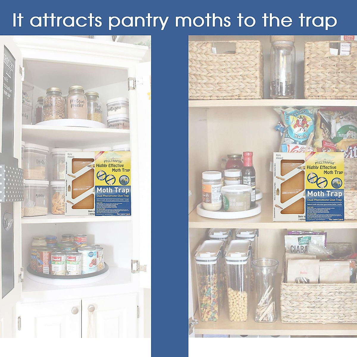 Effective Dual Moth Traps for Clothes and Pantry - Safe and Odor-Free Solution - Premium Pheromone - Pack of 4