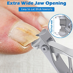 3pcs Nail Clippers Set, GLAMFIELDS Extra long Slanted Edge Fingernail Clipper Leather Case Packed Good Gift, 17mm Ultra Wide Jaw Opening Nail Cutter Toenail Clippers for Men Women Seniors Thick Nails