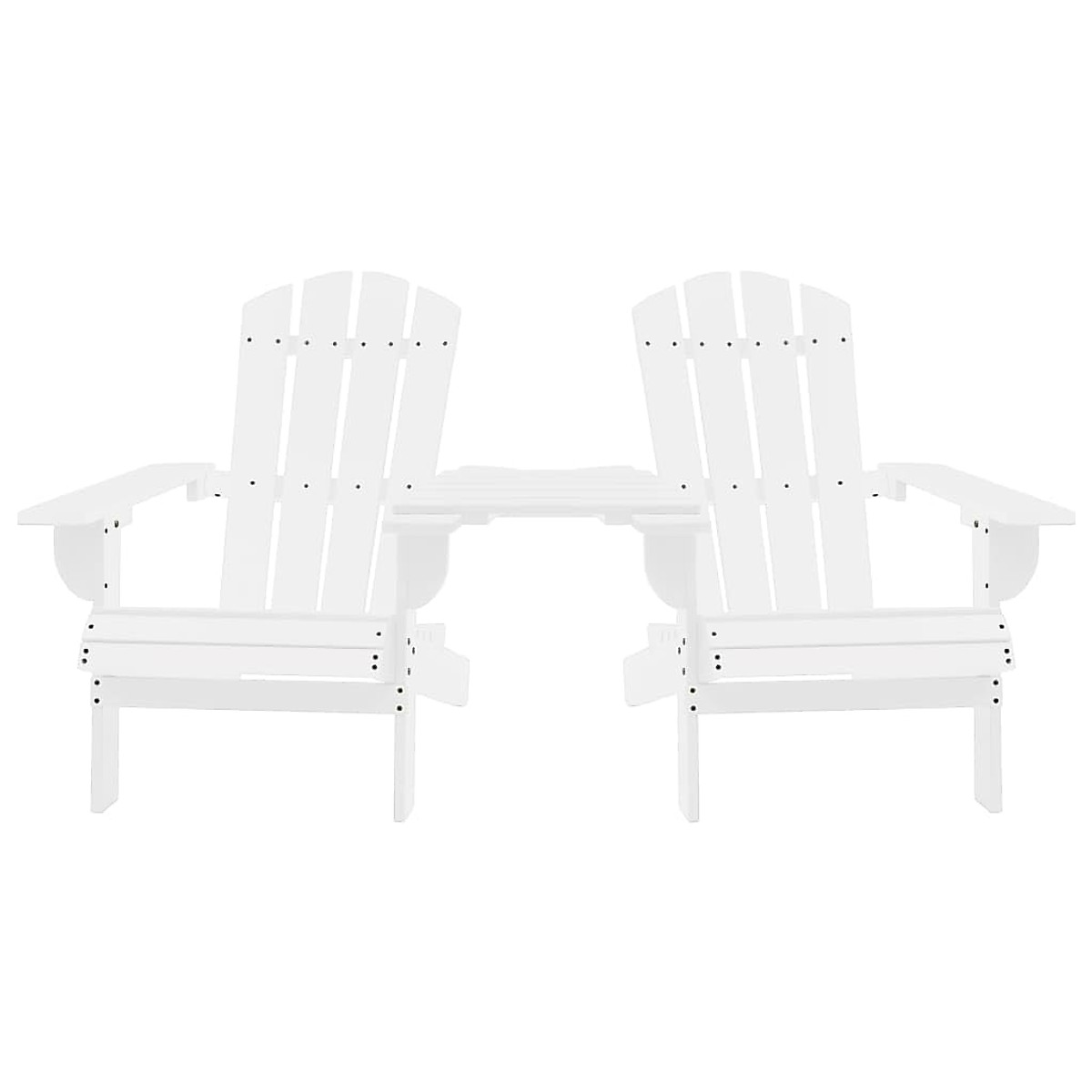 Tidyard Patio Adirondack Chairs with Tea Table Solid Wood Fir White Outdoor Fire Pit Chair Wooden Garden Armchair for Porch Pool Lawn Deck Backyard Balcony Outdoor